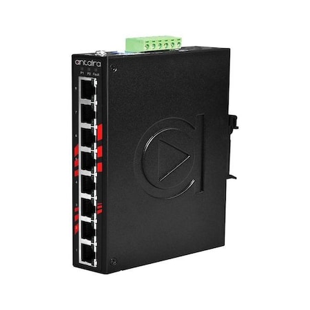 Antaira 8-Port Industrial Gigabit PoE+ Unmanaged Ethernet Switch, w/8-10/100/1000Tx ***EOT LNP ...